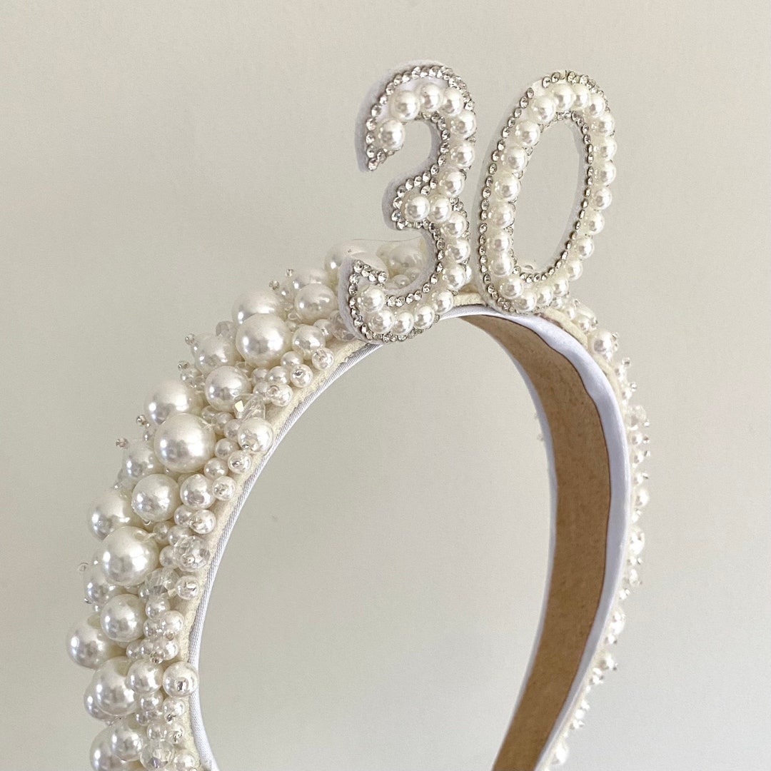 Handcrafted Pearl Birthday Headband: Number Age Tiara - Etsy
