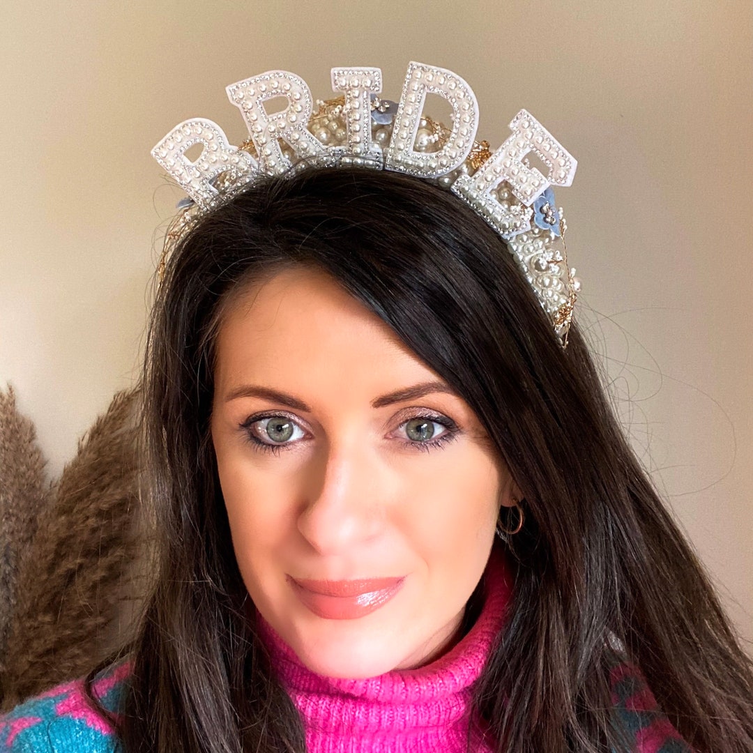 Hen Do Flower Headband Crown Tiara Hen Do Bride Pearl Headband Wifey ...