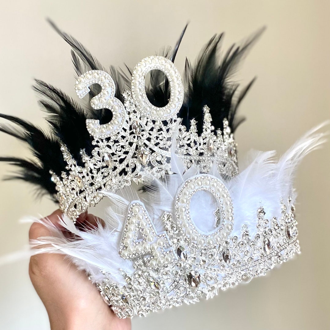 18th 21st 30th 40th 50th Birthday Crown Feather 30th Headband 40th ...