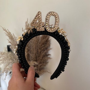 Black Gold Pearl Birthday Headband 21st 30th 40th 50th Birthday30th ...