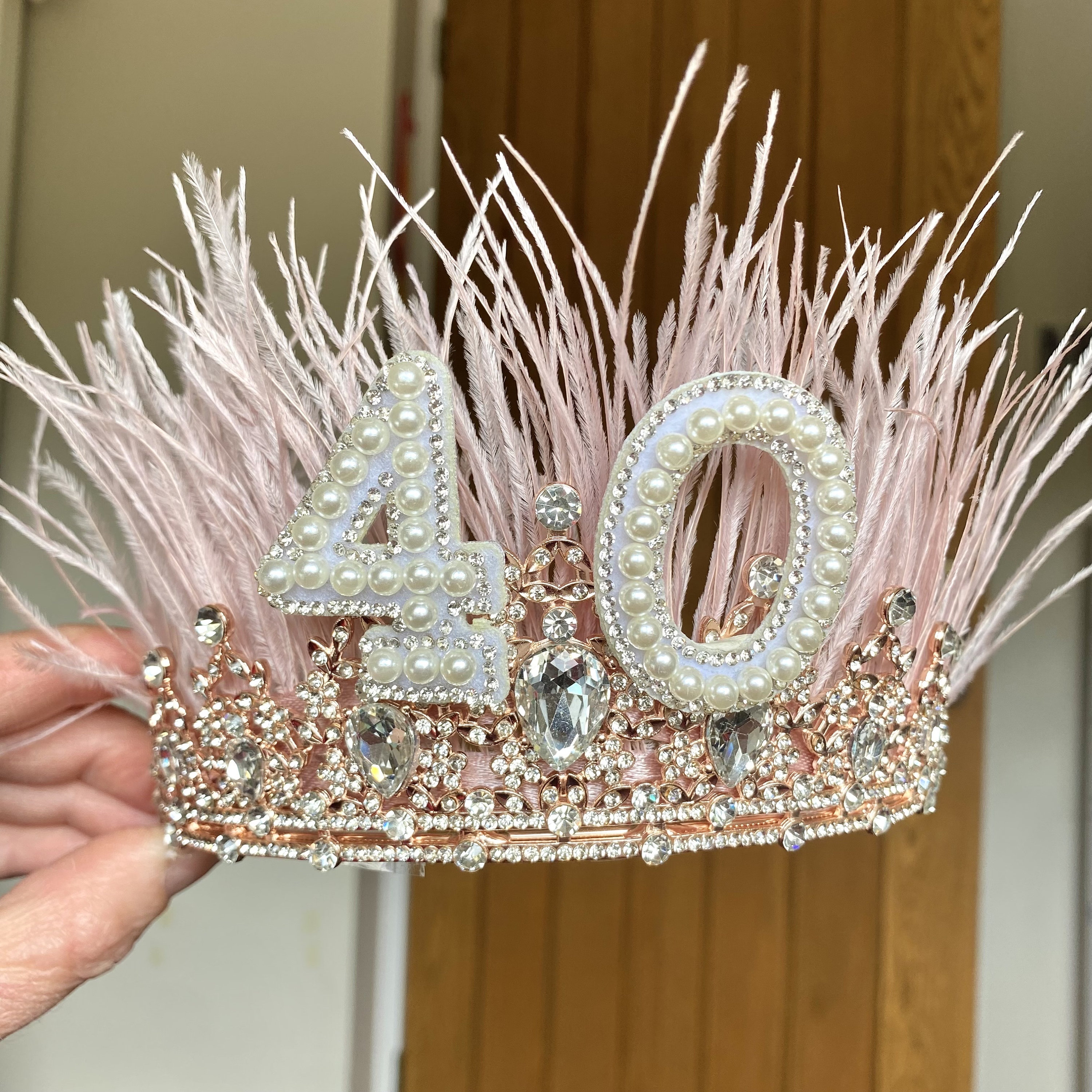 18th 21st 30th 40th 50th Birthday Crown Feather 30th Headband 40th Tiara Birthday Crown Tiara Rose Gold and Pink Personalised Birthday Gift Etsy UK