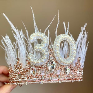 Birthday Crown Feather 18th 21st 30th 40th 50th Headband 40th Tiara ...