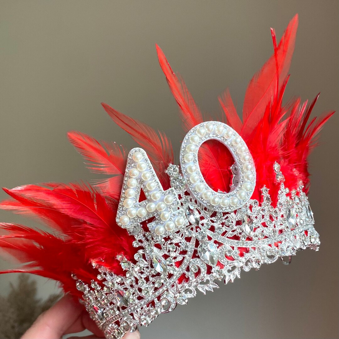 18th 21st 30th 40th 50th Birthday Crown Red Feather 30th Headband 40th ...