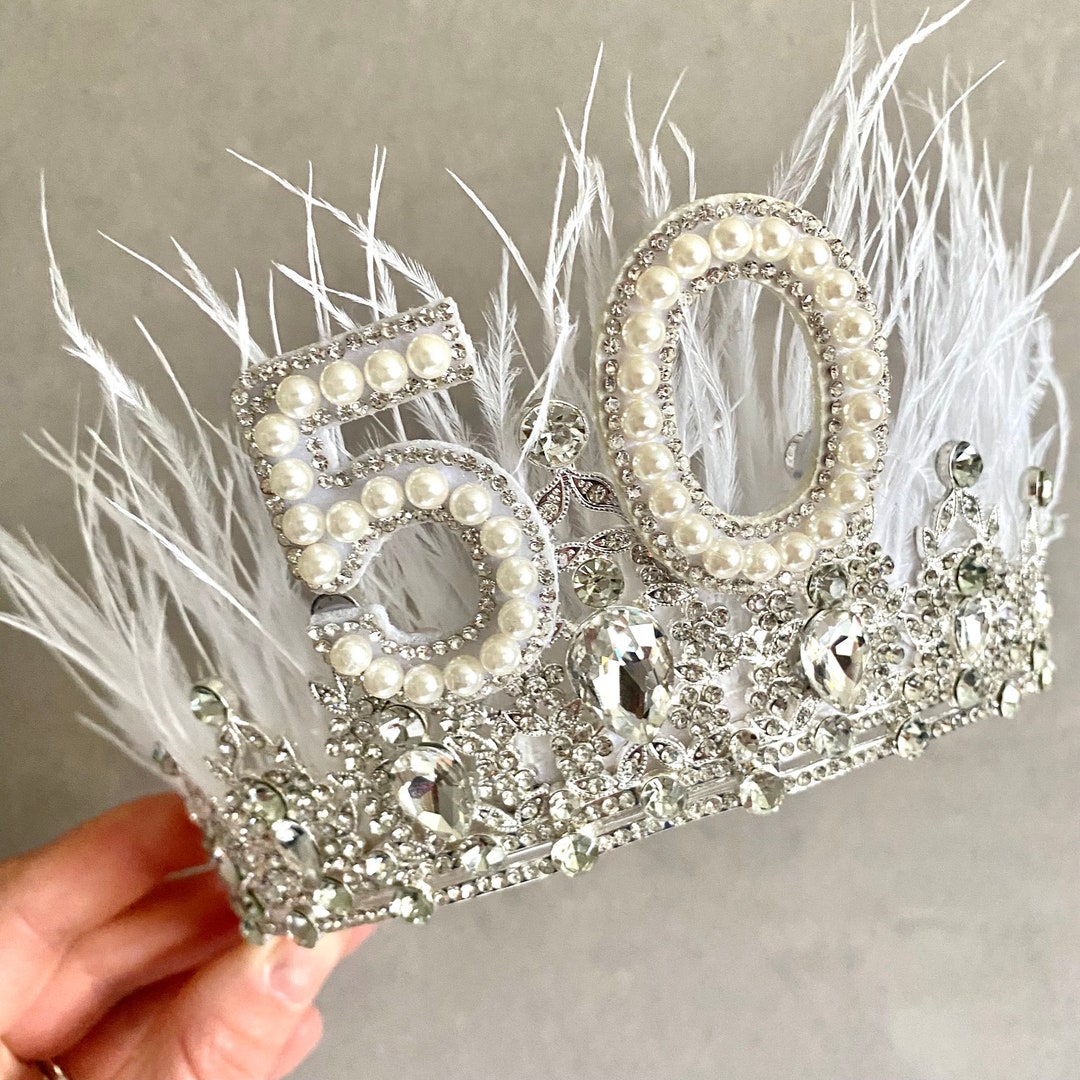 Birthday Crown Feather 18th 21st 30th 40th 50th Headband 40th Tiara ...