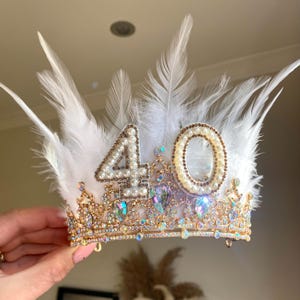 18th 21st 30th 40th 50th Birthday Crown Feather 30th Headband 40th ...