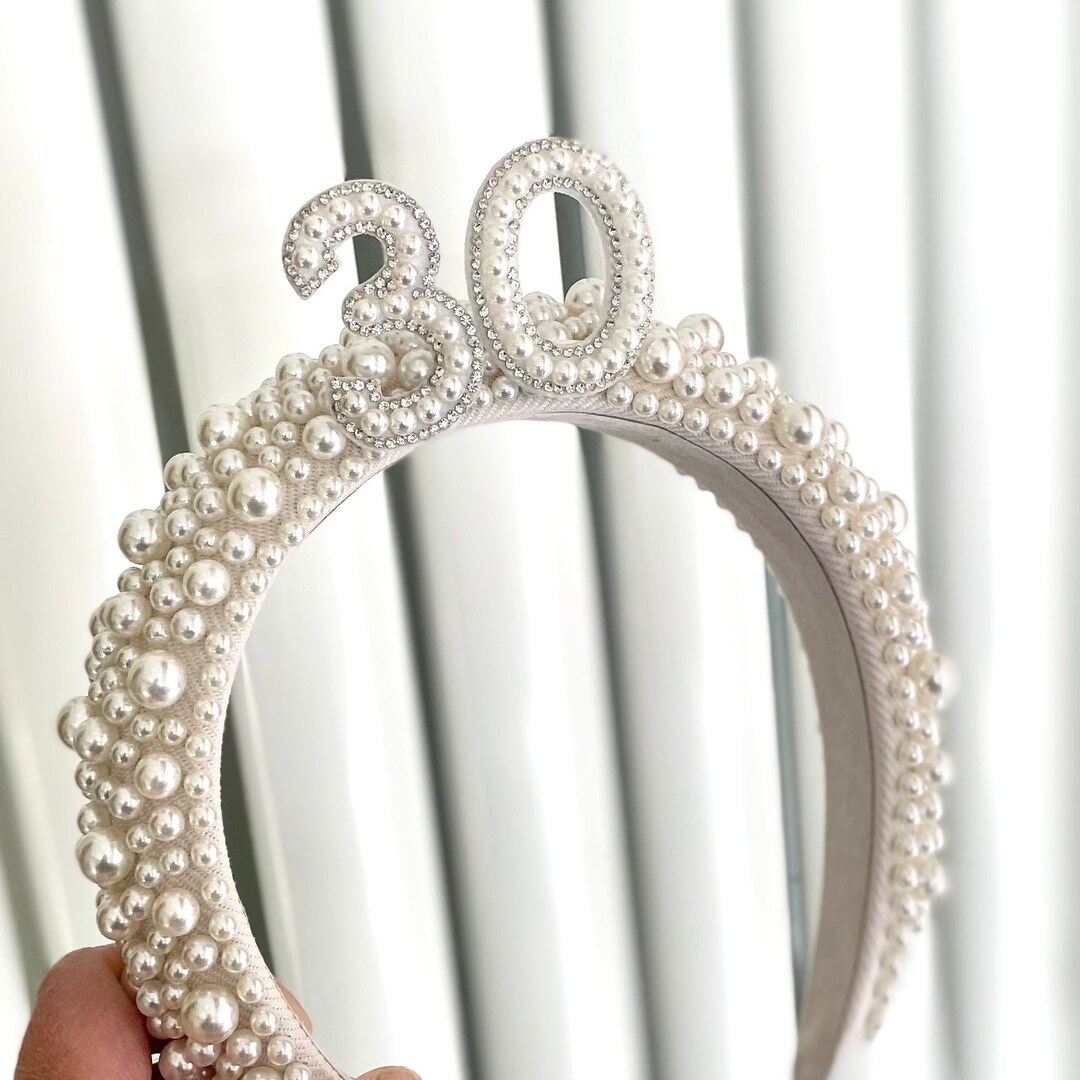 18th 21st 30th 40th 50th Birthday Pearl Headband 30th 40th Tiara ...