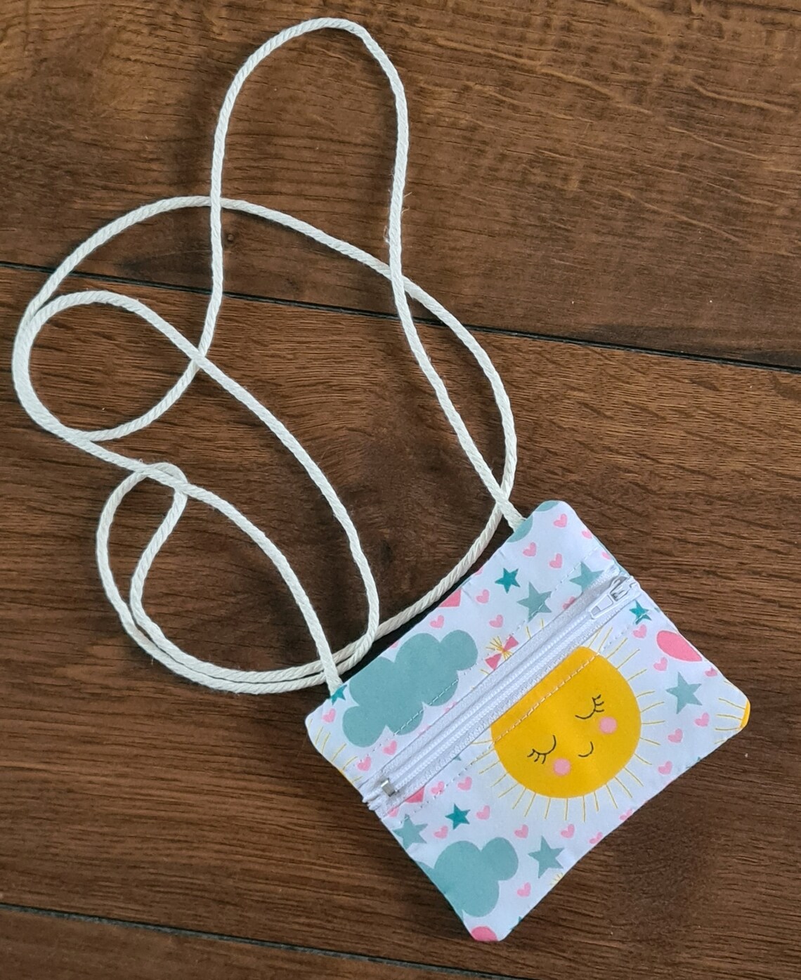 Small Neck Pouch Coin Change Purse Zipped Fabric Handmade String ...