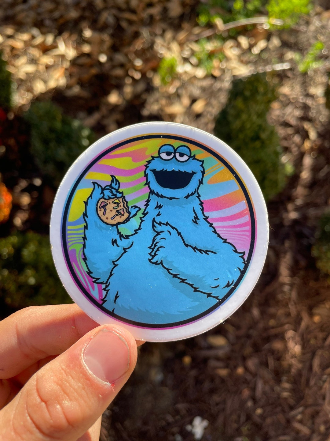 Trippy Cookie Monster | Weed Sticker | Shroom Sticker | - Etsy