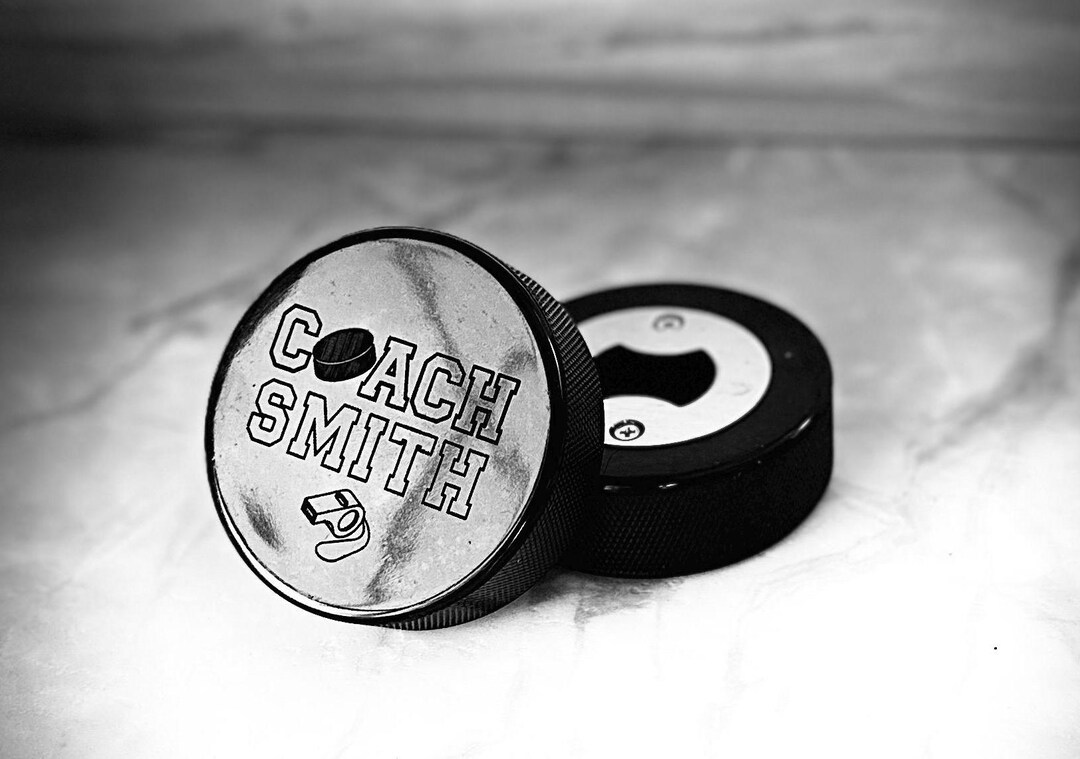Coach Hockey Puck Bottle Opener - Etsy