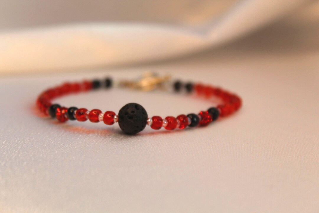 Ares Bracelet, Lava Stone Red Accent, Greek Mythology Gods , Silver ...