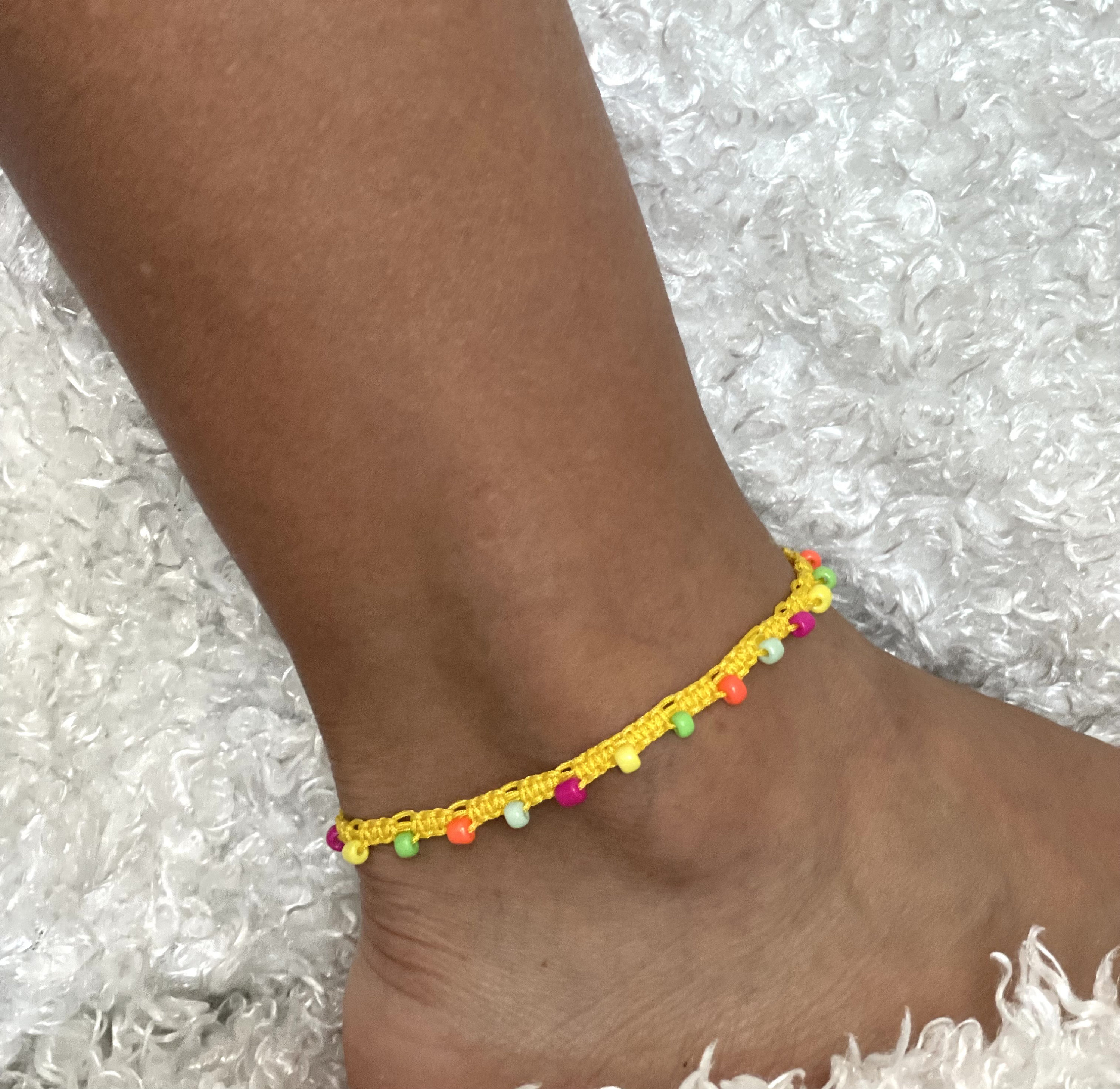Minimalist Colors Beaded Nylon Cord Anklet Womens Boho Ethno Ankle ...
