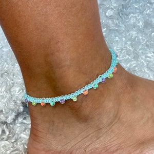Minimalist Colors Beaded Nylon Cord Anklet - Womens Boho Ethno Ankle ...