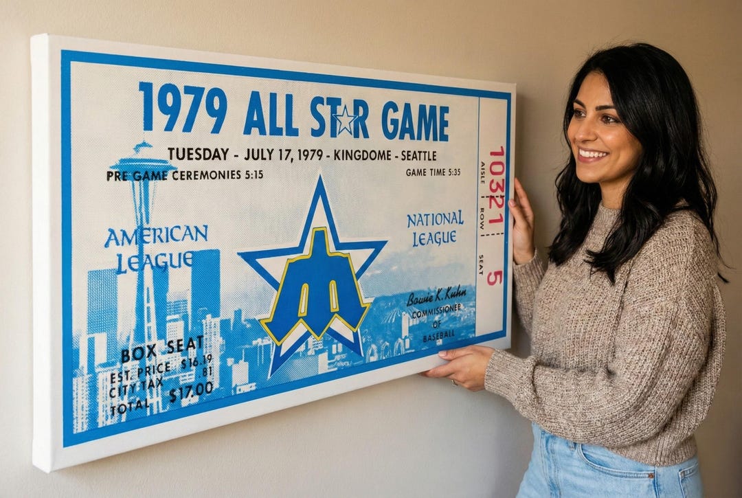 1979 Seattle All-star Game Canvas Art: Ticket Stub Print - Etsy