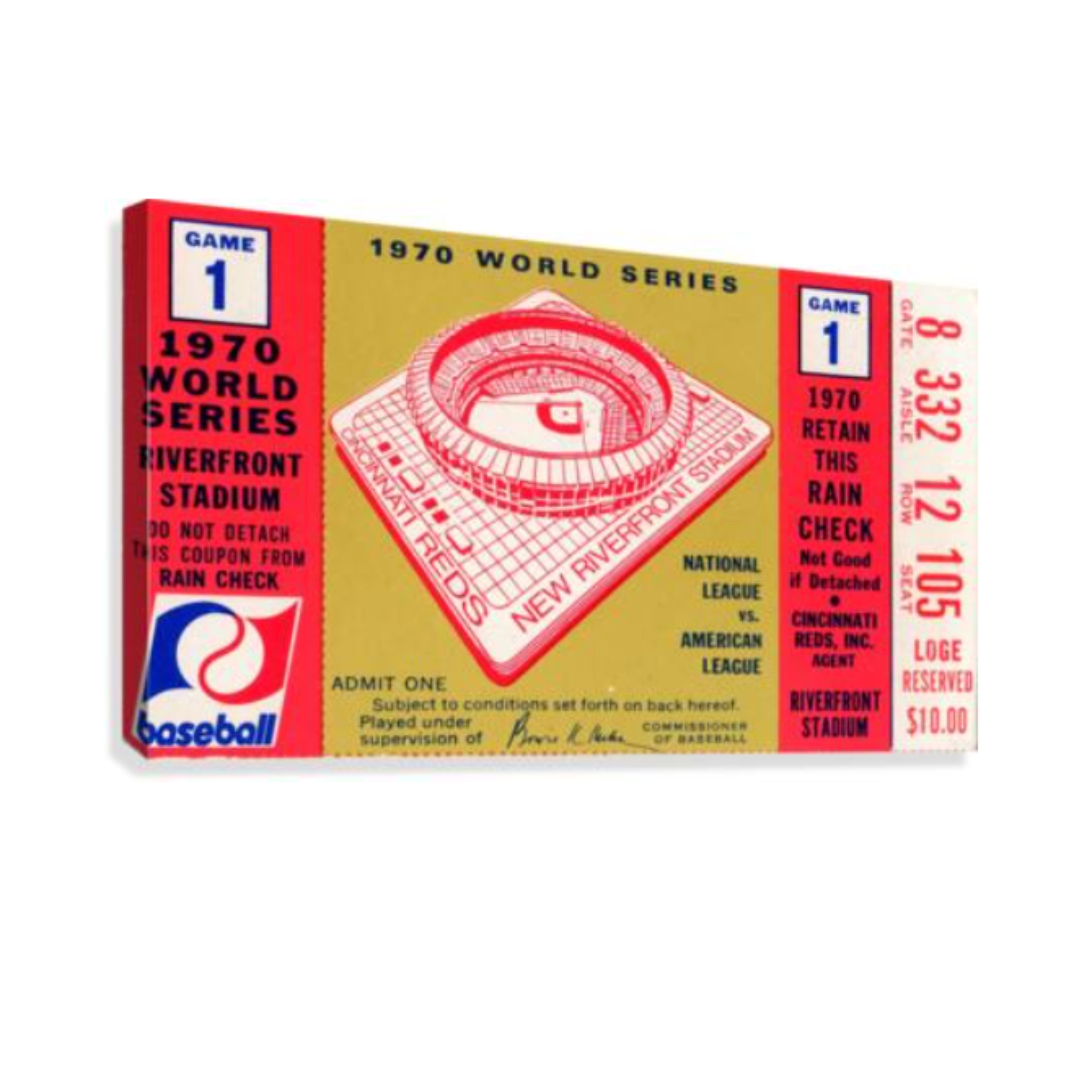 1970 Cincinnati Reds World Series Ticket Stub Canvas Art - Etsy
