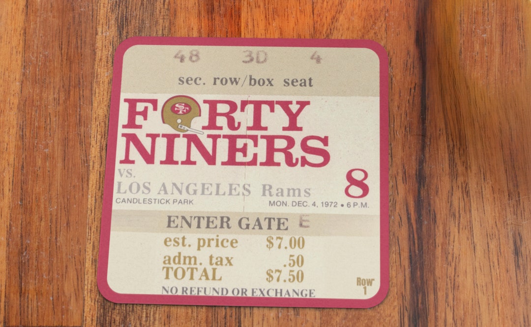 1972 49ers Vs Rams Ticket Stub Coasters - Set of 4 - Etsy