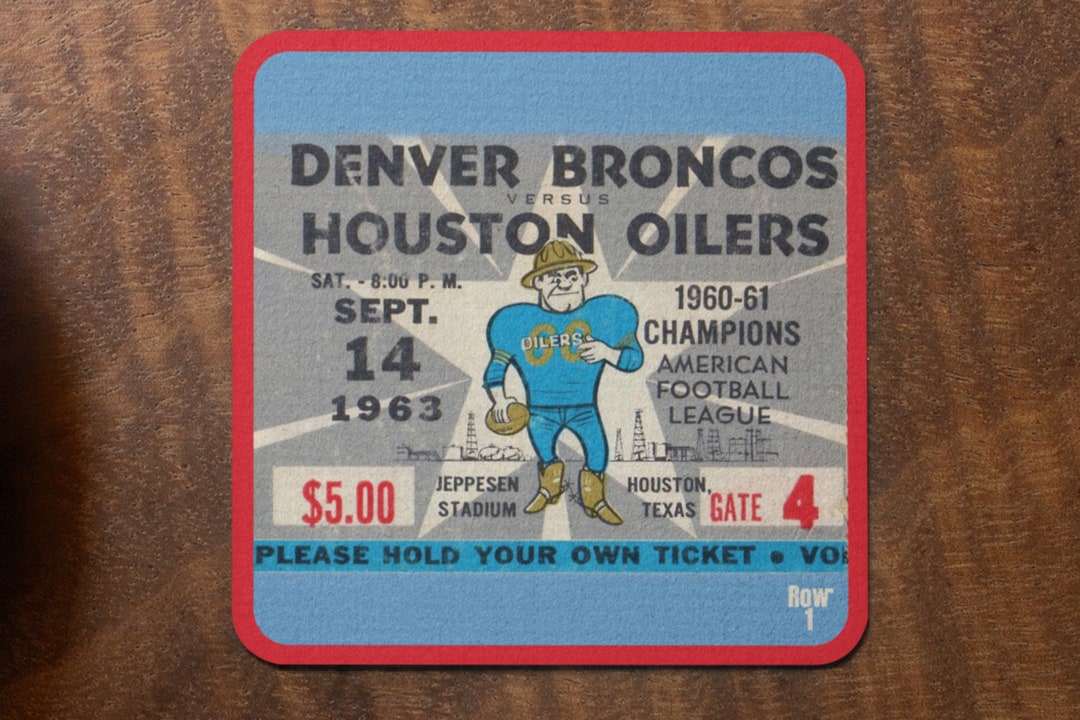 1963 Houston Oilers Football Ticket Stub Drink Coaster Set (4) Four ...