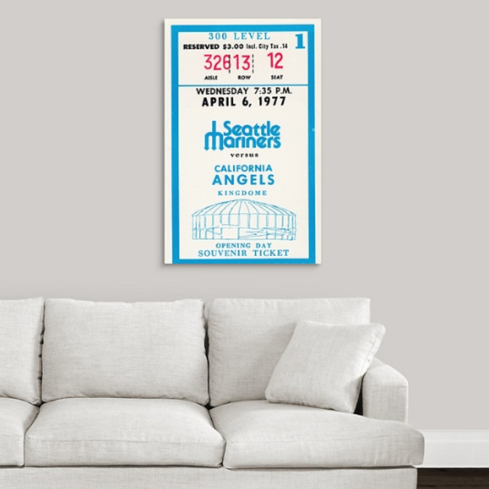 1977 Seattle Mariners Baseball Ticket Art | 36 X 23 Inch Canvas ...