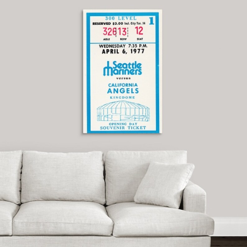 1977 Seattle Mariners Baseball Ticket Art | 36 X 23 Inch Canvas ...