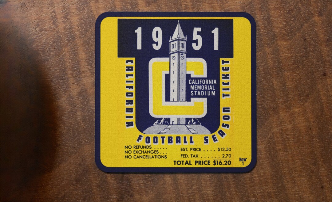 1951 California Football Season Ticket Drink Coasters 4 - Etsy
