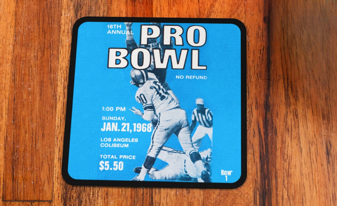 1968 Pro Bowl Football Ticket Coaster Set: Historic Sports Gift - Etsy