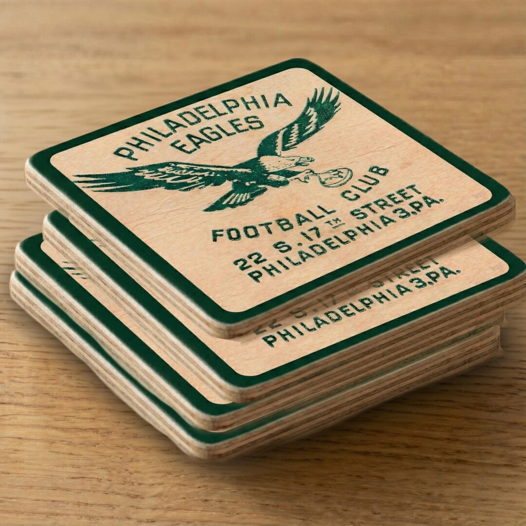 Set of (4) 1948 Philadelphia Wood Coasters: Vintage Art - Etsy
