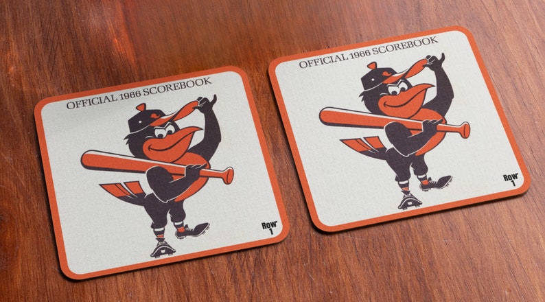 1966 Baltimore Orioles Scorebook Art Coasters: Birch Wood Baseball ...