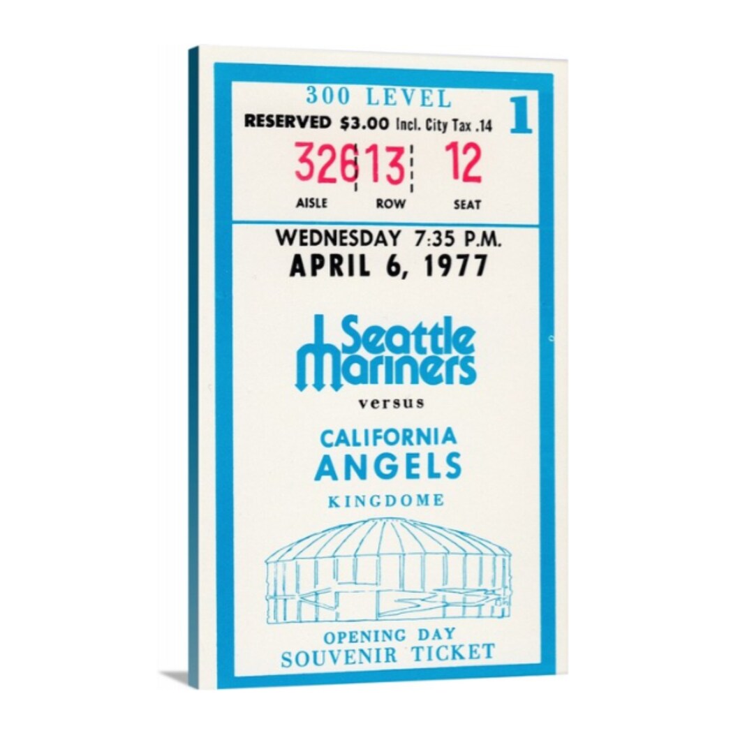 1977 Seattle Mariners Baseball Ticket Art | 36 X 23 Inch Canvas ...