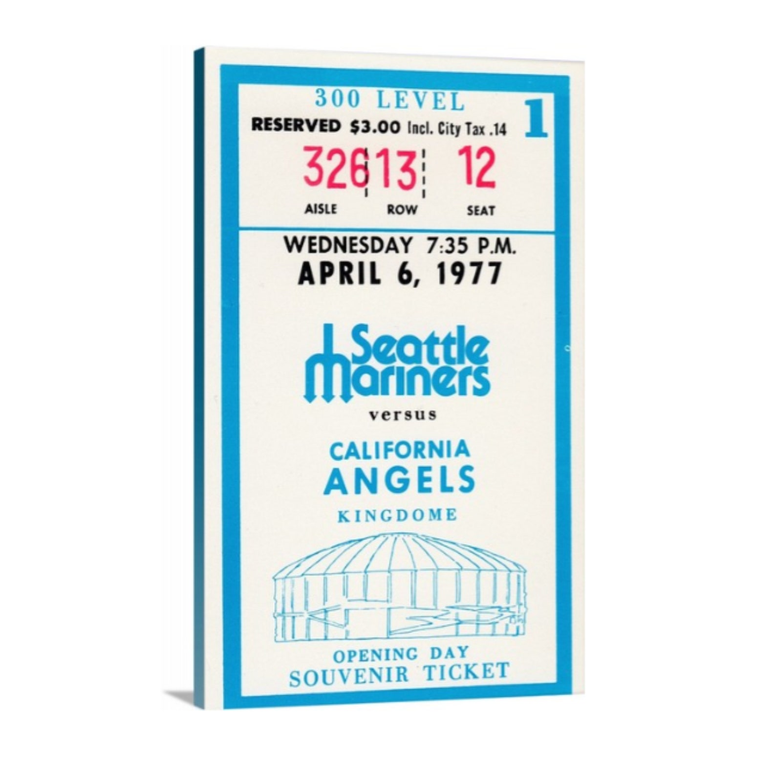 1977 Seattle Mariners Baseball Ticket Art | 36 X 23 Inch Canvas ...