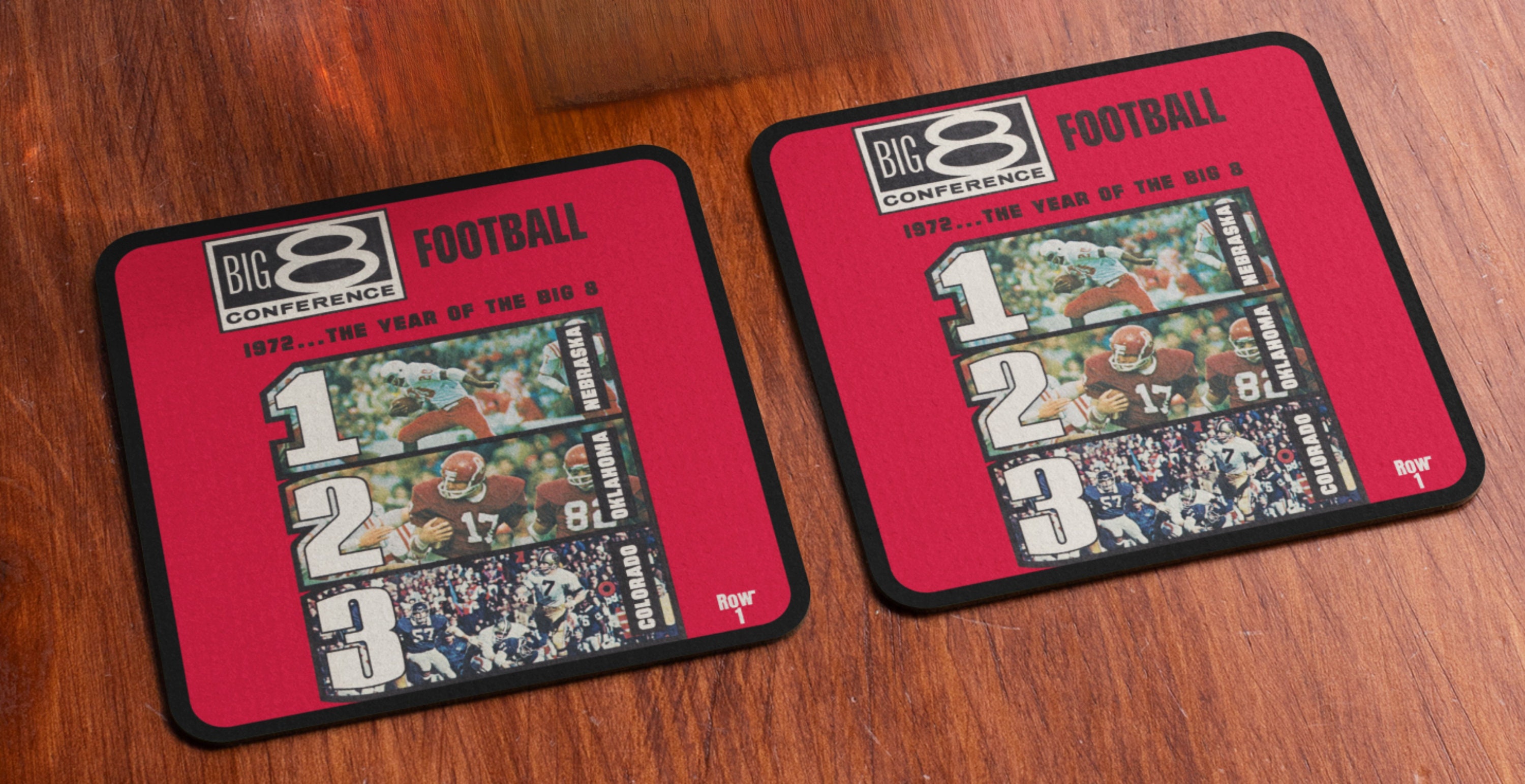 1972 Big 8 Conference Football Cover Art Drink Coaster Set (4) | Row ...