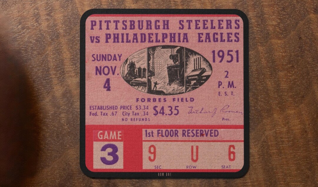 1951 Steelers Ticket Coasters: Historic Football Gift, Set of 4 - Etsy