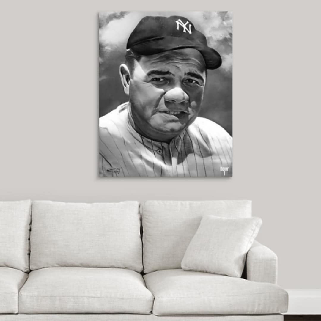 Babe Ruth Black and White New York Yankees Art by Griffith Foxley | 36 ...