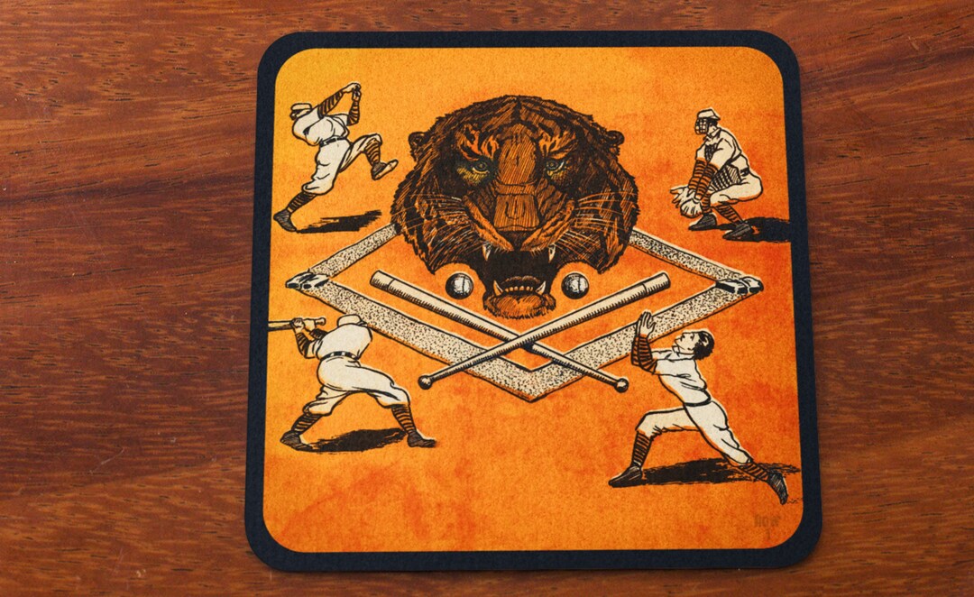 1909 Detroit Tigers Baseball Art Coasters: Unique Michigan Sports Gifts ...