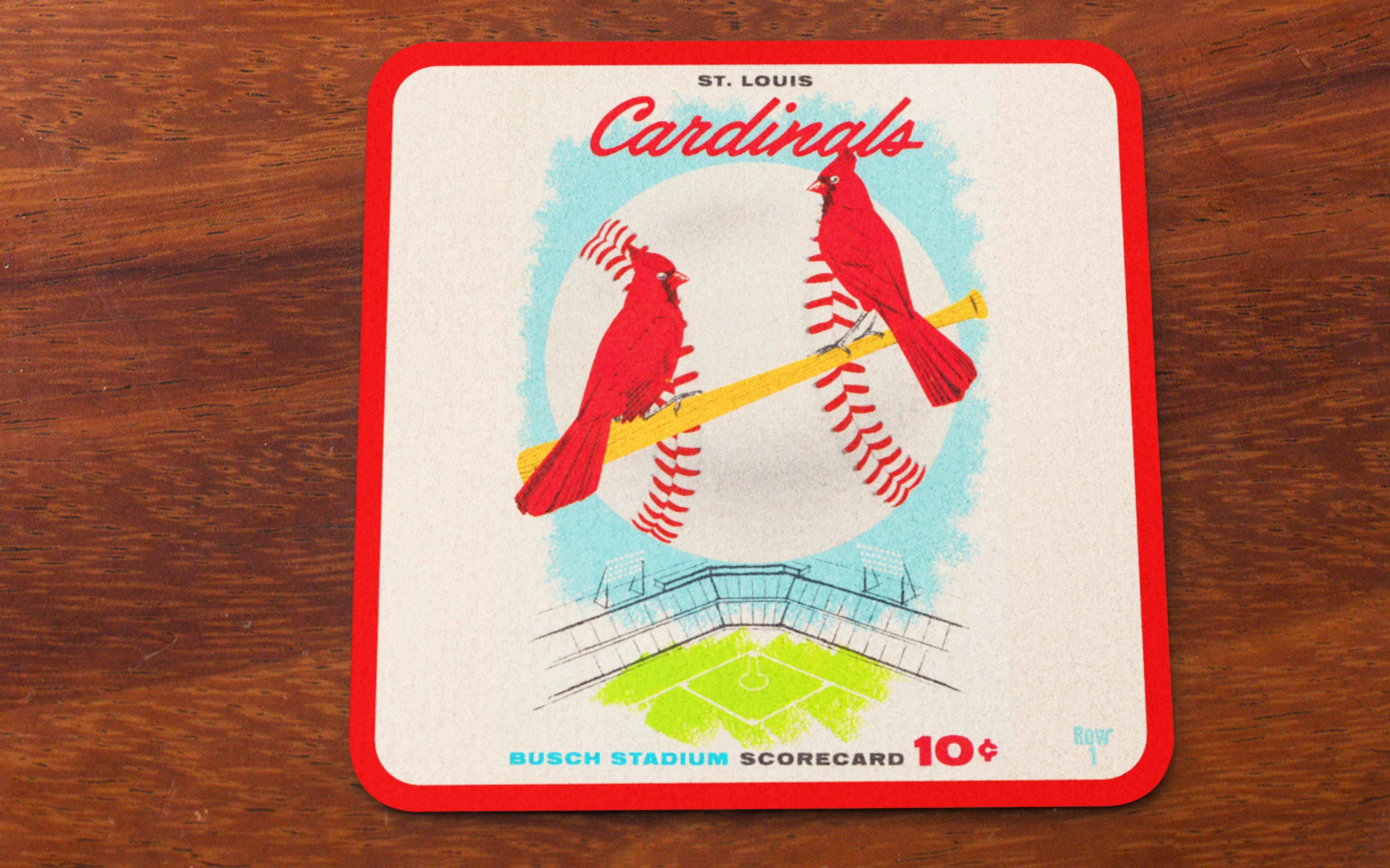 1957 Cardinals Scorecard Art Drink Coasters 4 Row One - Etsy