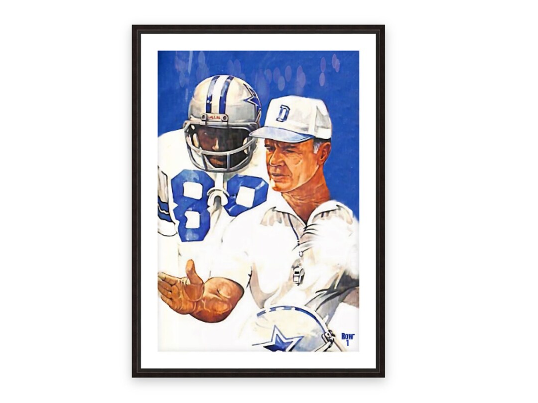 Throwback Dallas Football Art Framed Poster | Coaching Legend Tom ...