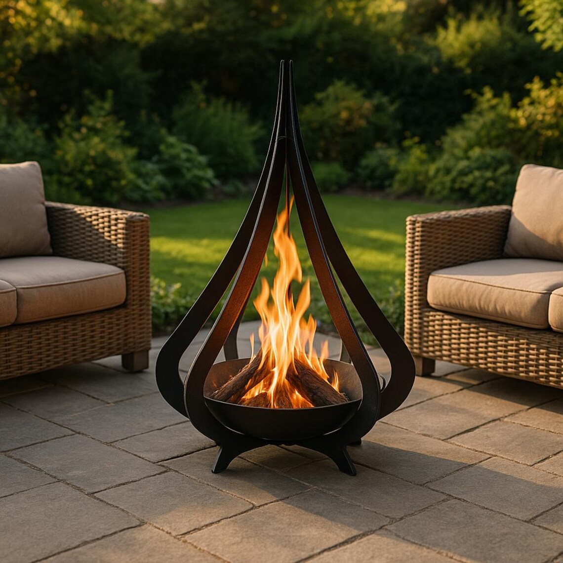 Modern DIY Teardrop-shaped Fire Pit, Flat-pack Outdoor Fireplace, Easy ...
