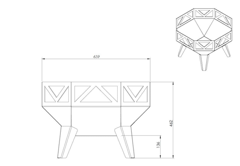 Polygon Fire Pit on Legs • CNC Files for Modern Backyard Fireplace ...