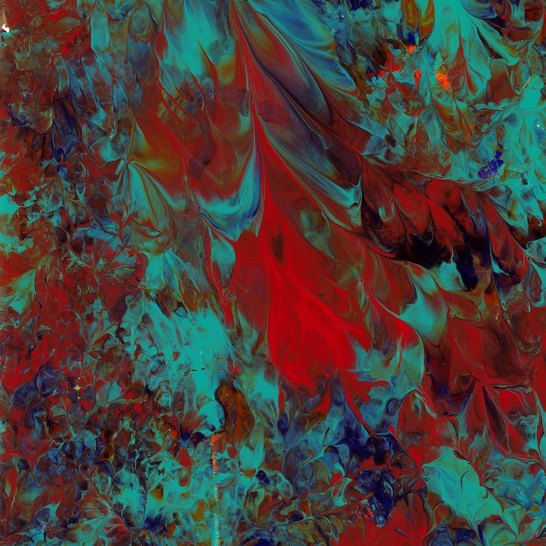 Modern Digital Abstract Fine Art, A3 Printable Red Color Poster ...