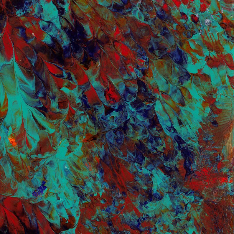 Modern Digital Abstract Fine Art, A3 Printable Red Color Poster ...