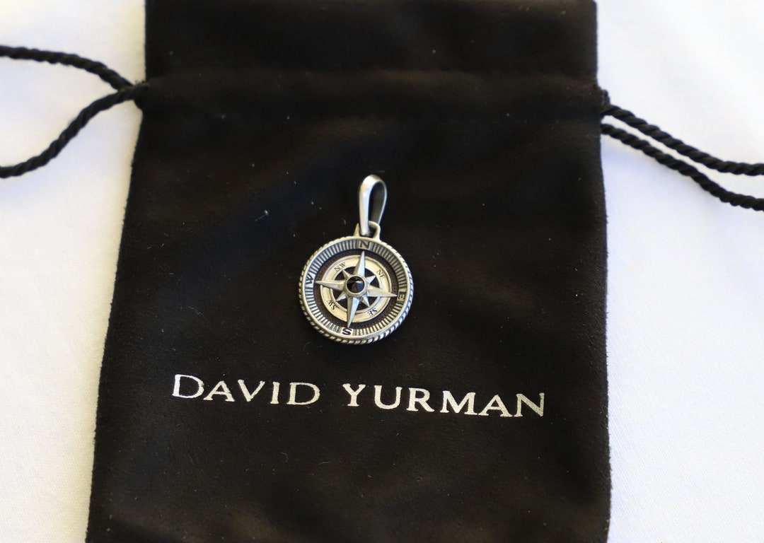 David Yurman Sterling Silver Maritime Compass Amulet With Black Diamond ...