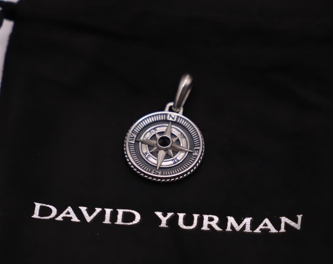 David Yurman Sterling Silver Maritime Compass Pendant With Black ...
