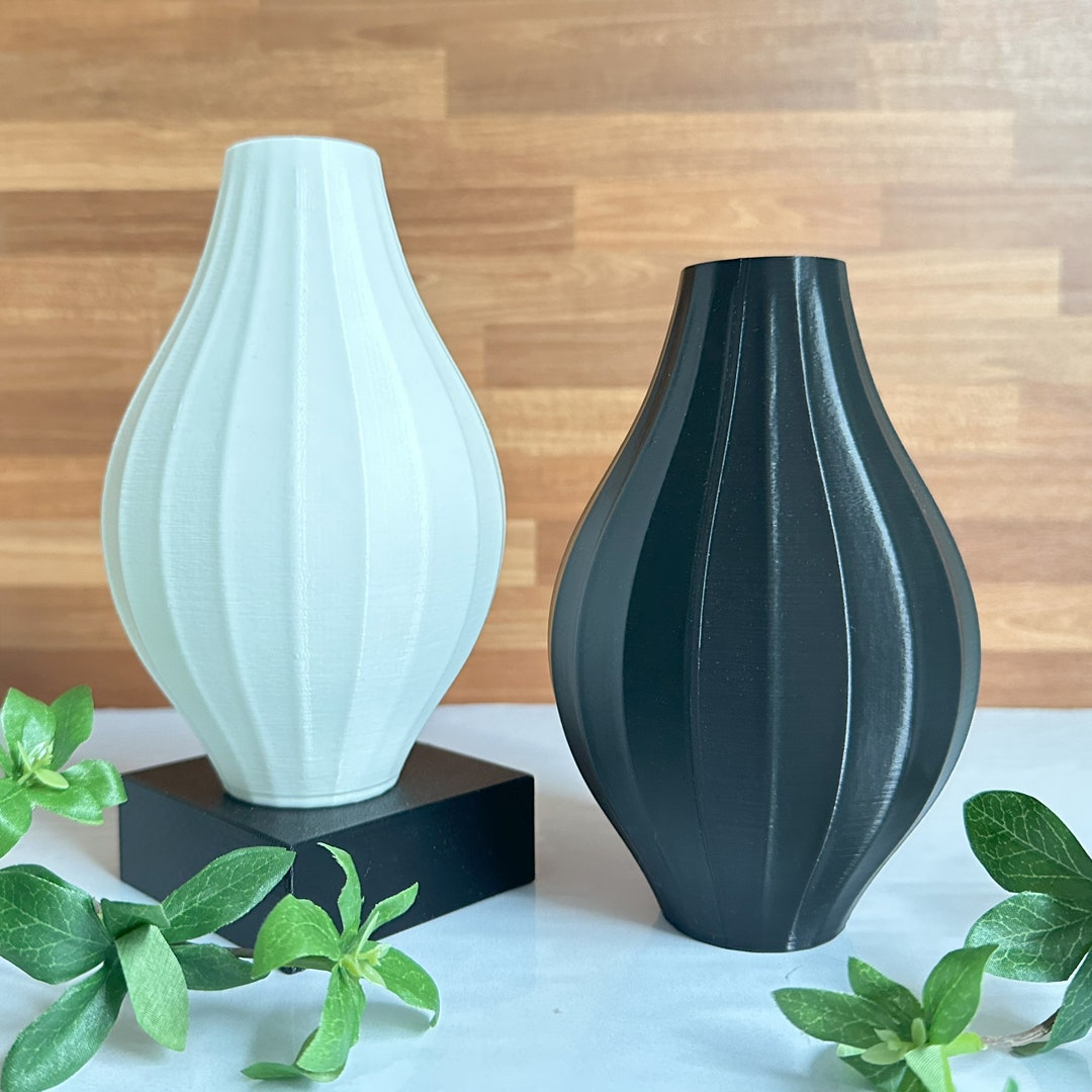 Ribbed Teardrop 3D Printed Vase, Fluted Modern Vase, for Dry Flowers - Etsy