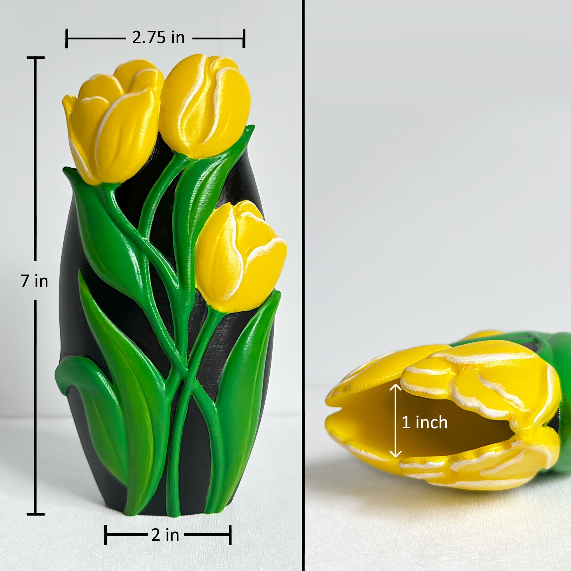 Yellow Tulip Vase, Hand Painted, Colorful Raised Flower Vase, 3D Printed, for Dry Flowers - Etsy