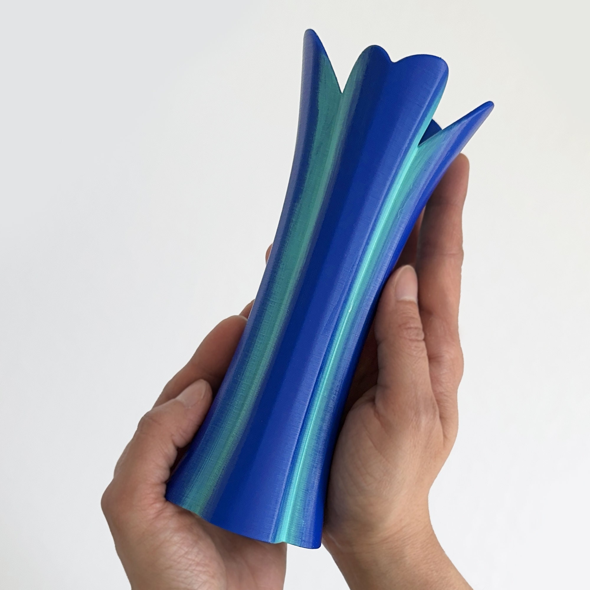 Blue Fluted Vase, Hand Painted & 3D Printed, Modern Abstract Vase, for ...