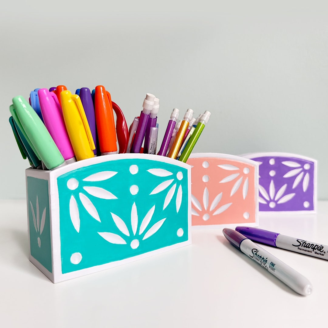 Two Compartment Pen/pencil Holder, 3D Printed & Hand Painted, Office ...