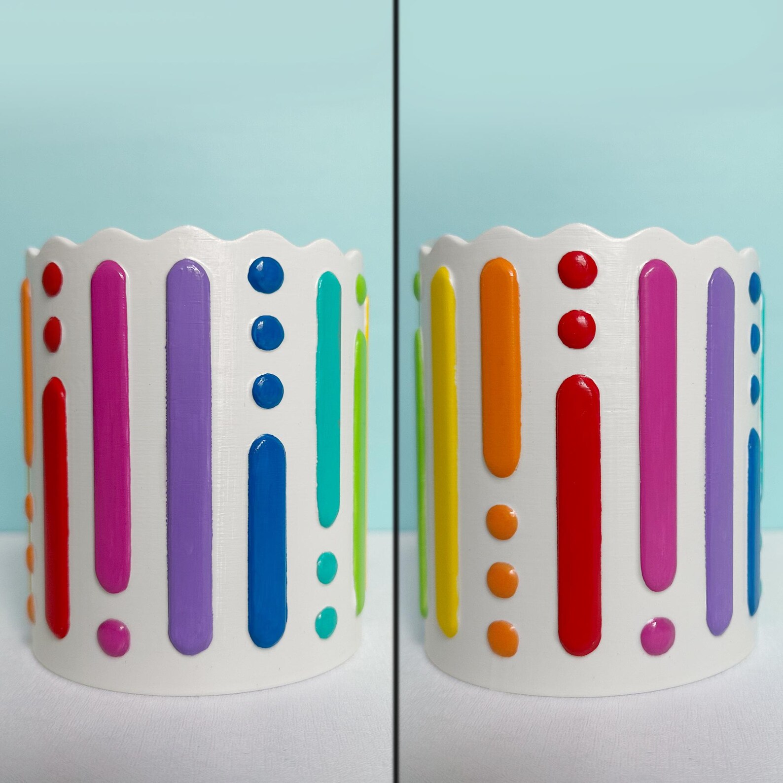 Rainbow Pen Holder, Hand Painted Colorful 3D Printed Pencil Cup, Fun ...