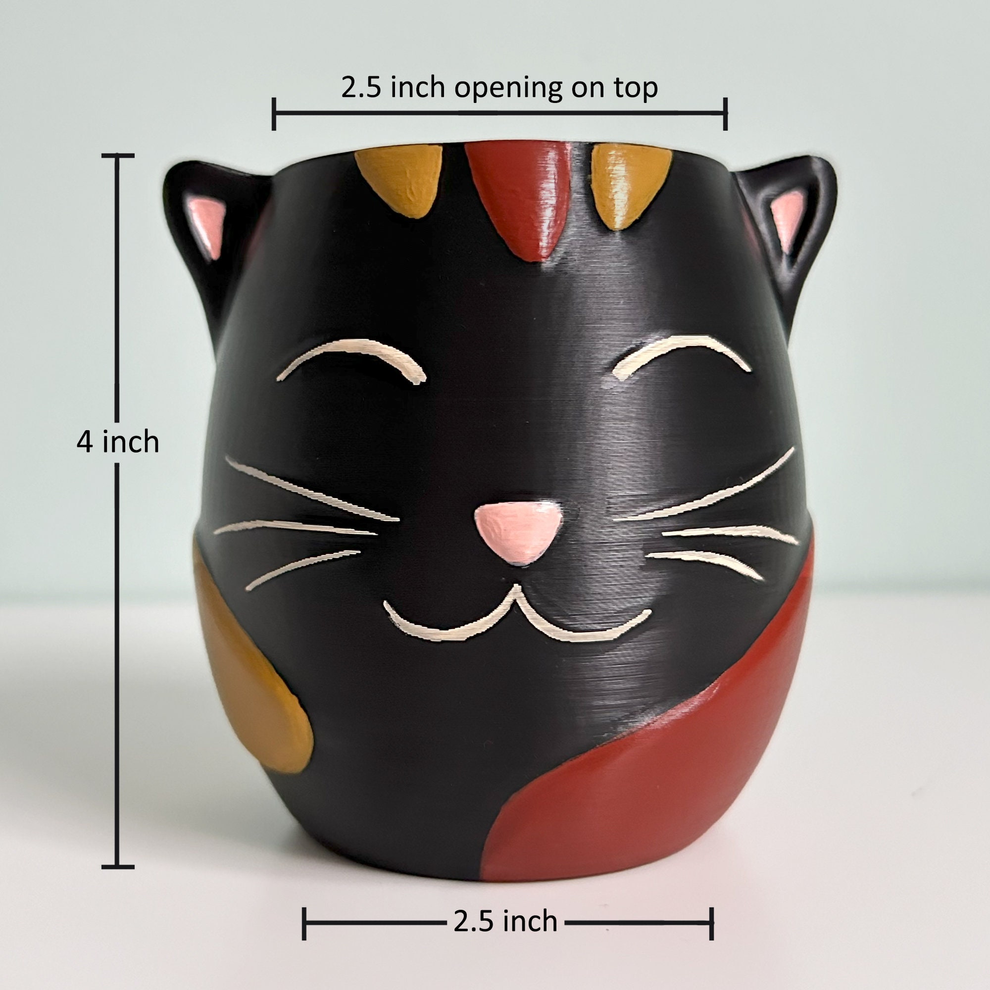 Black Cat Pen/pencil Holder, 3D Printed & Hand Painted, Office Desk ...