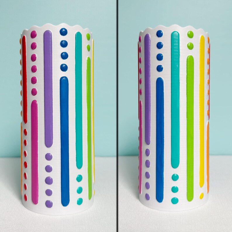 Hand Painted Rainbow Vase, Fun & Colorful 3D Printed Vase, for Dry Flowers - Etsy