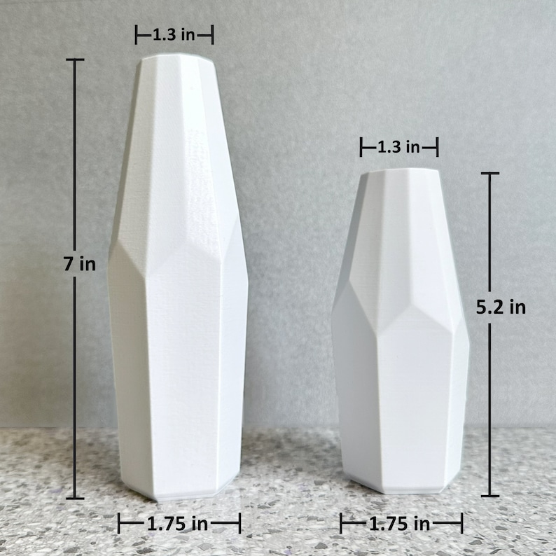 Modern Geometric 3D Printed Vase, Faceted Hexagonal Vase for Dry ...