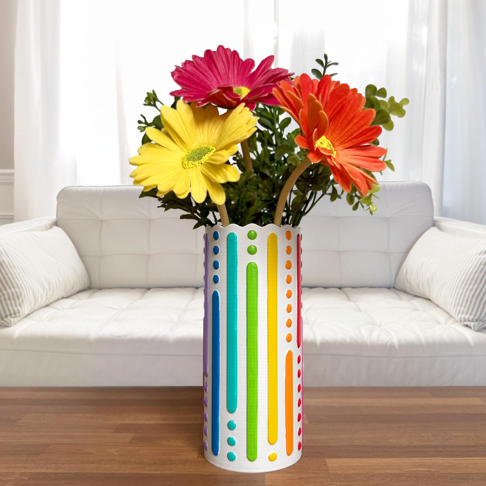 Colorful Rainbow Vase, Hand Painted Fun 3D Printed Vase, for Dry Flowers - Etsy