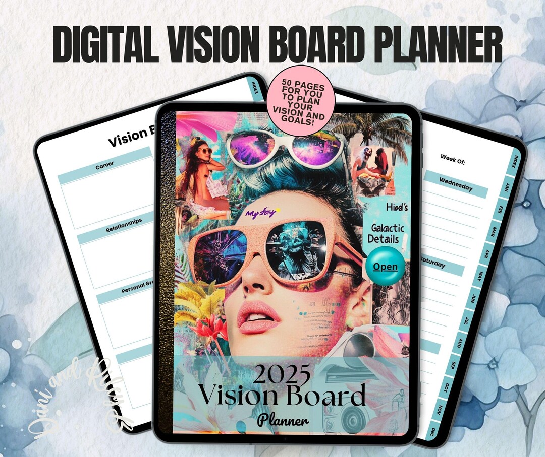 2025 Digital Vision Board Planner: 50-page Goal Setting (digital ...